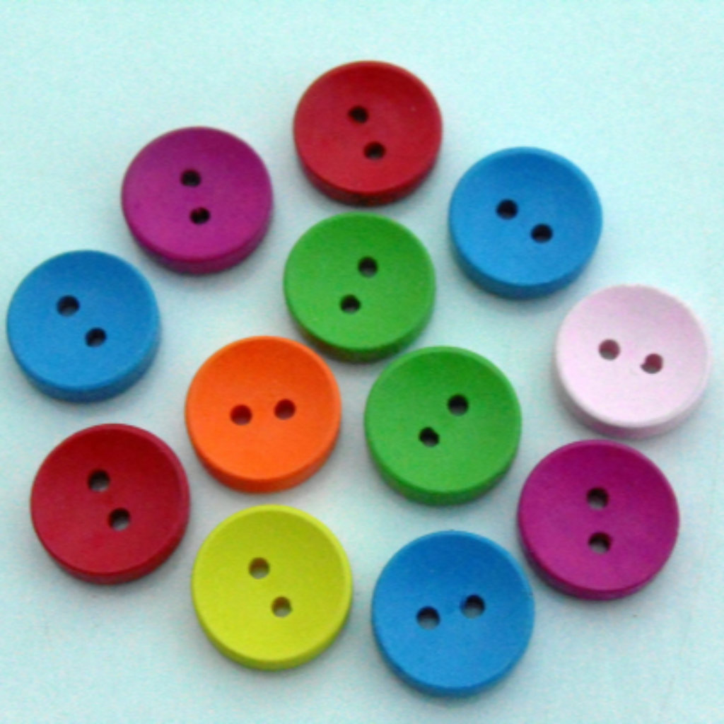 Colour round buttons, wooden buttons, creative sewing, art and craft ...